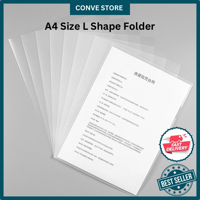 A4 Clear Plastic Folder Project Pockets Document Sleeves L Shape File ...