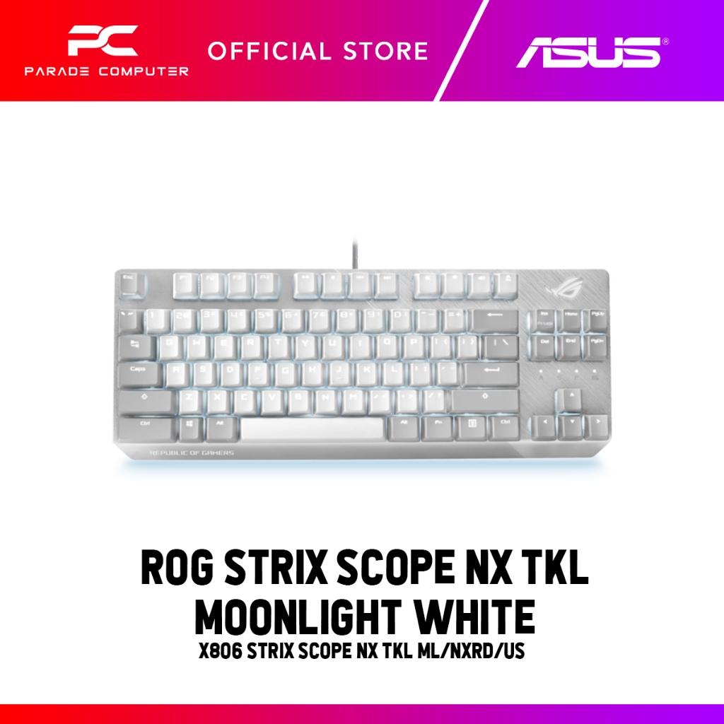 ASUS ROG STRIX SCOPE NX TKL MOONLIGHT WHITE RGB GAMING KEYBOARD ...