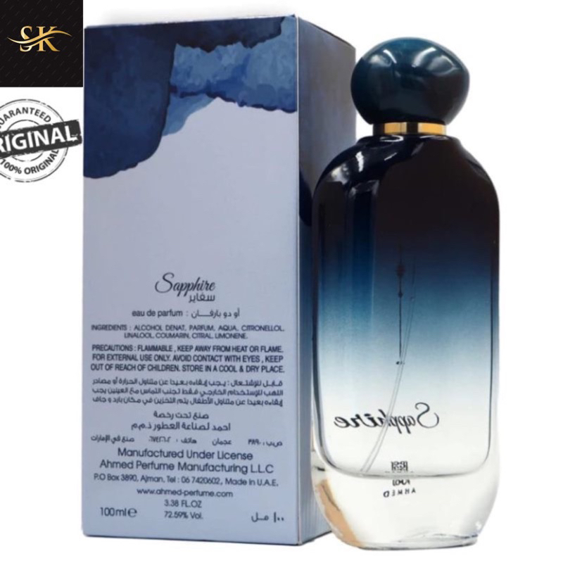 SAPPHIRE-100ml-edp-perfume-by-ahmed-al-maghribi -perfume-Orginal | Shopee Malaysia
