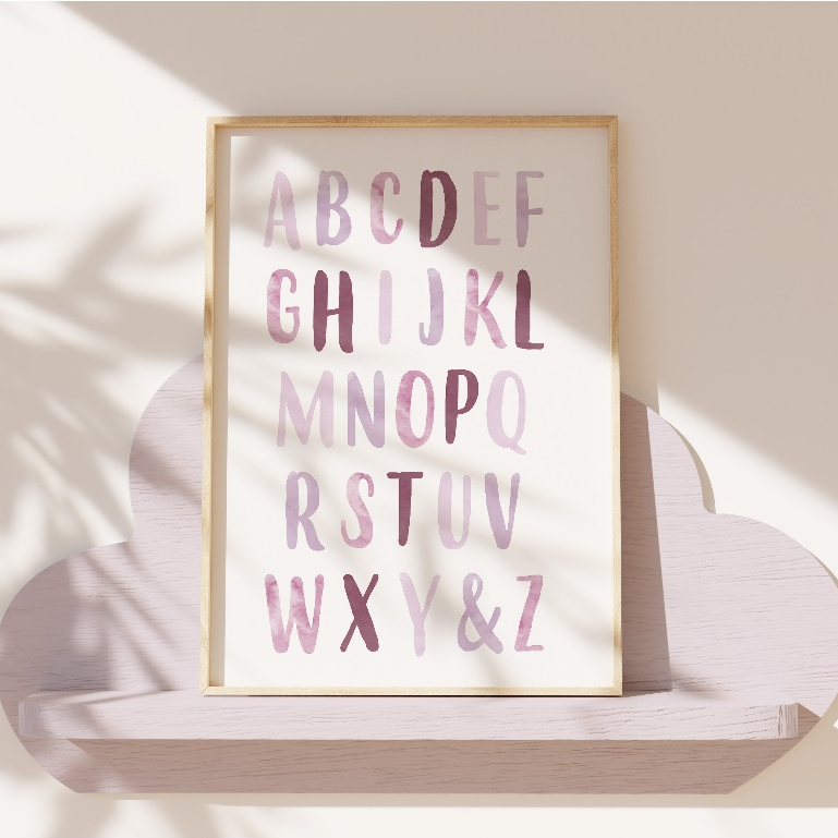 Learning Alphabet ABC Poster with frame in Purple theme (Nursery Series ...