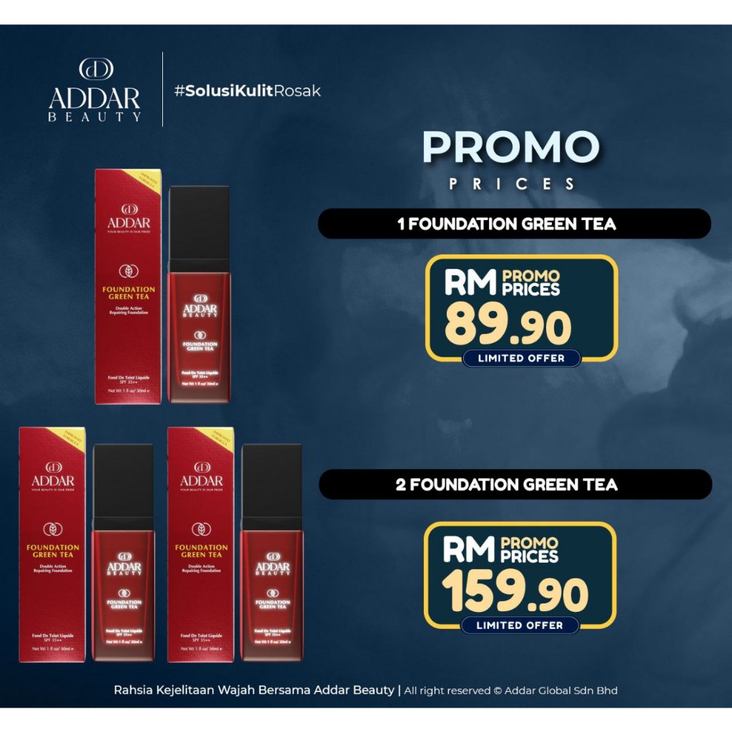 Foundation berubat greentea addar beauty | Shopee Malaysia