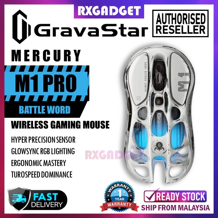 GravaStar Mercury M1 Pro Battle Worn Wireless Gaming Mouse RGB MICE 4K ...