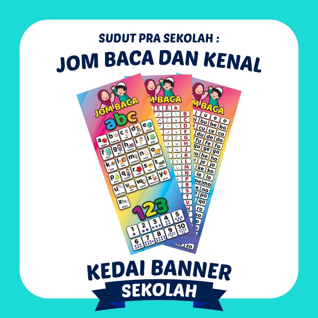 Bunting Jom Baca dan Kenal | Bahan Bacaan Pra Sekolah ABC, Jawi, Suku ...