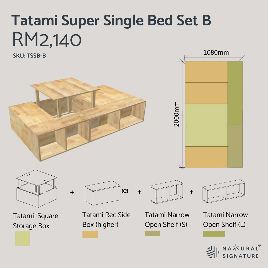 Natural Signature TSSB Tatami Package-Super Single Bedframe Set/Tatami Super Single bedframe ...