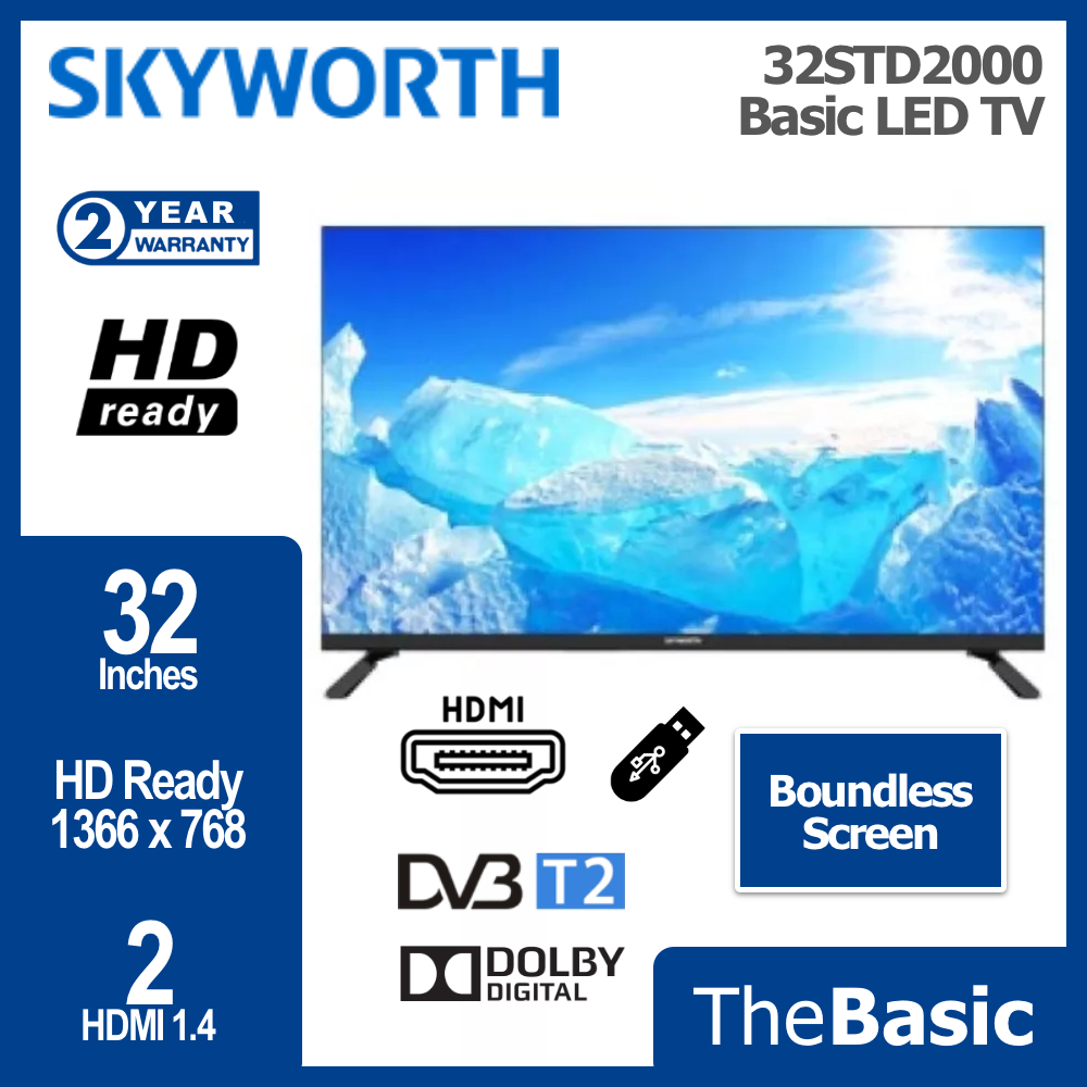 [FREE EXTRA PACKING] SKYWORTH 32" HD Ready Basic LED TV ( 32STD2000 ...