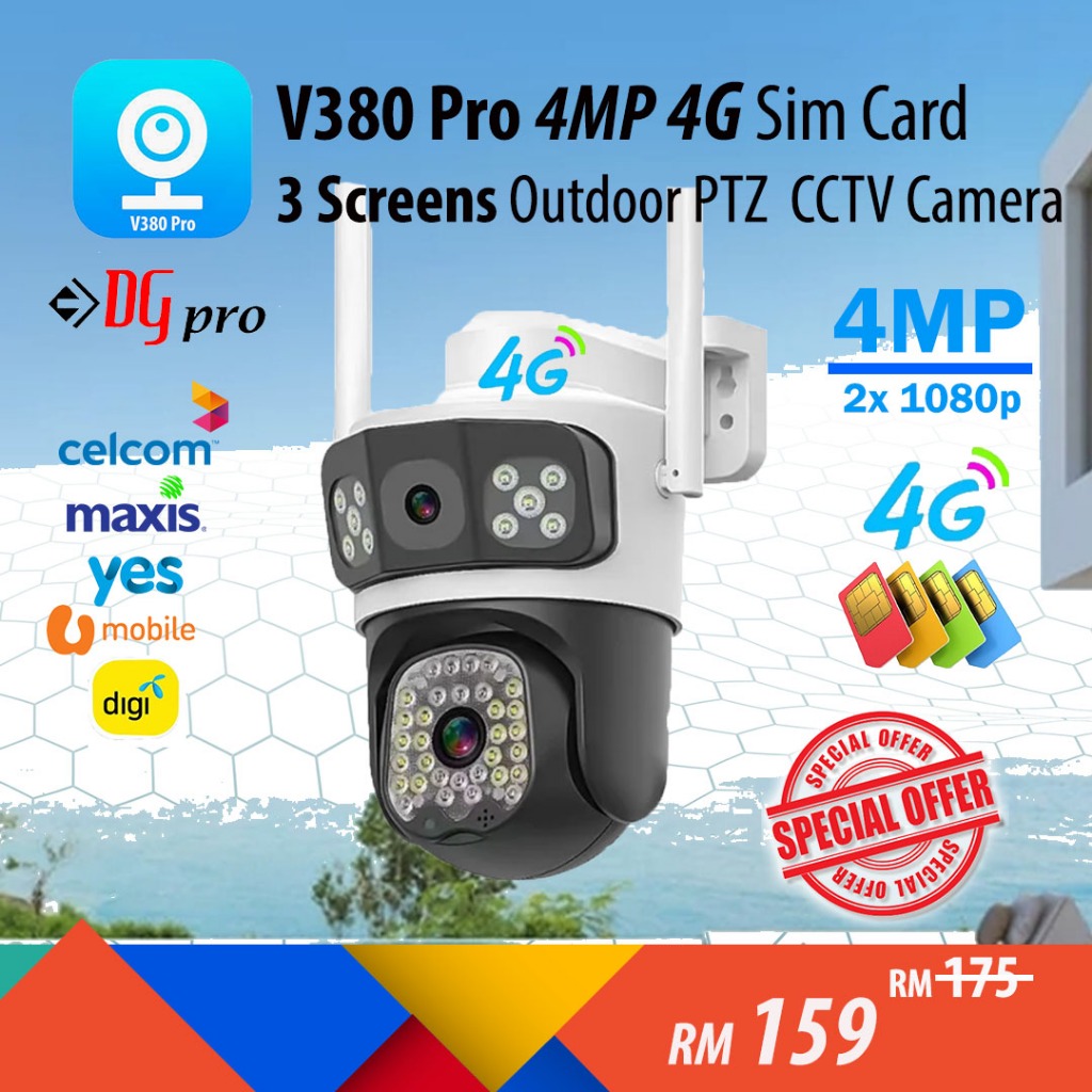 [NEW ARRIVAL] V380 PRO 4MP 4G Sim Card / Wifi Dual Lens Triple Screens ...