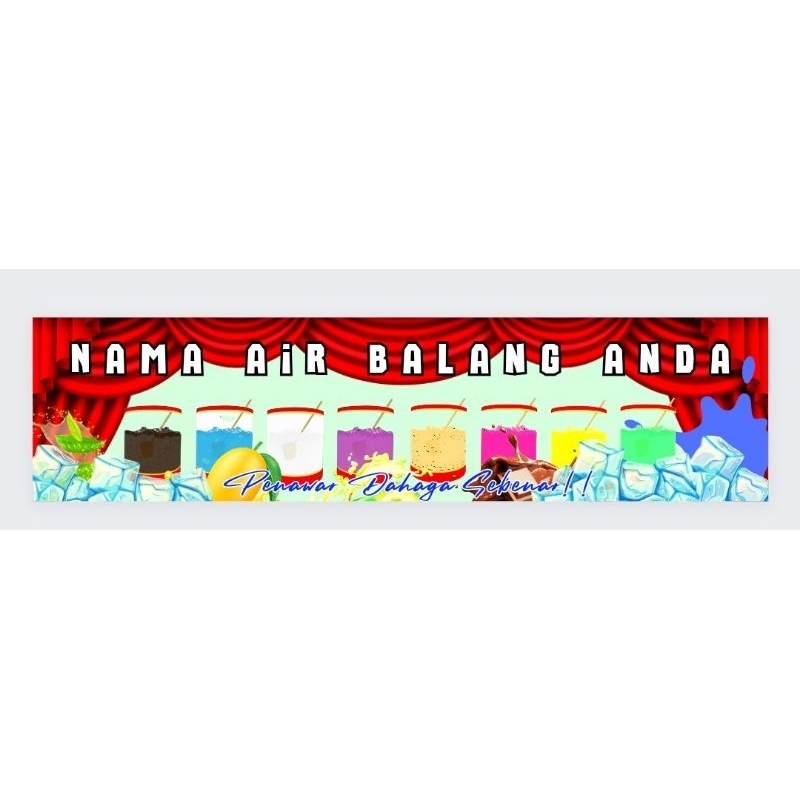 bunting banner air balang boba teh ais mango milk shake mango float air ...
