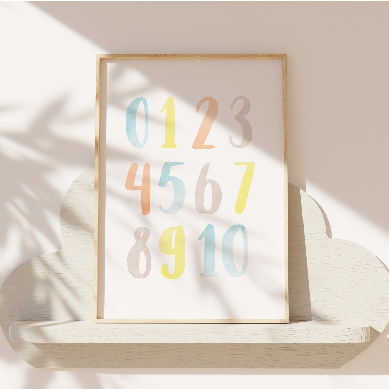 Learning Numbers 0-10 Poster with frame in Beach theme (Nursery Series ...