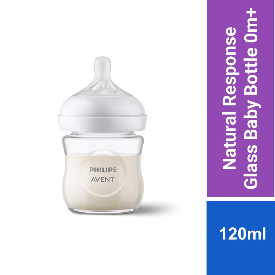 Philips Avent Natural Response Glass Baby Bottle 0m+ (4oz/120ml) SCY930 ...