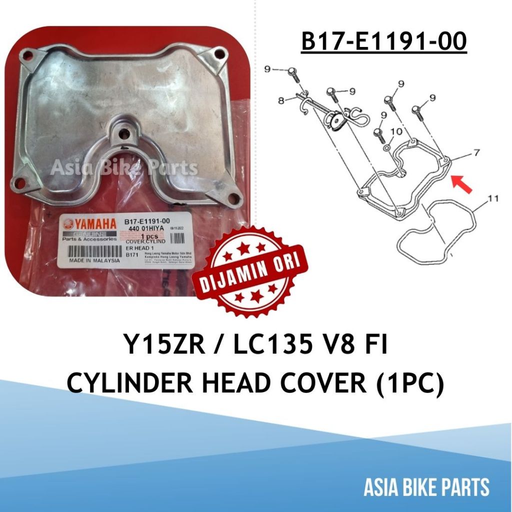 Yamaha Original Y15ZR Y15 V1 V2 / LC135 V8 FI Cylinder Head Cover / Penutup Head Besi - B17 ...
