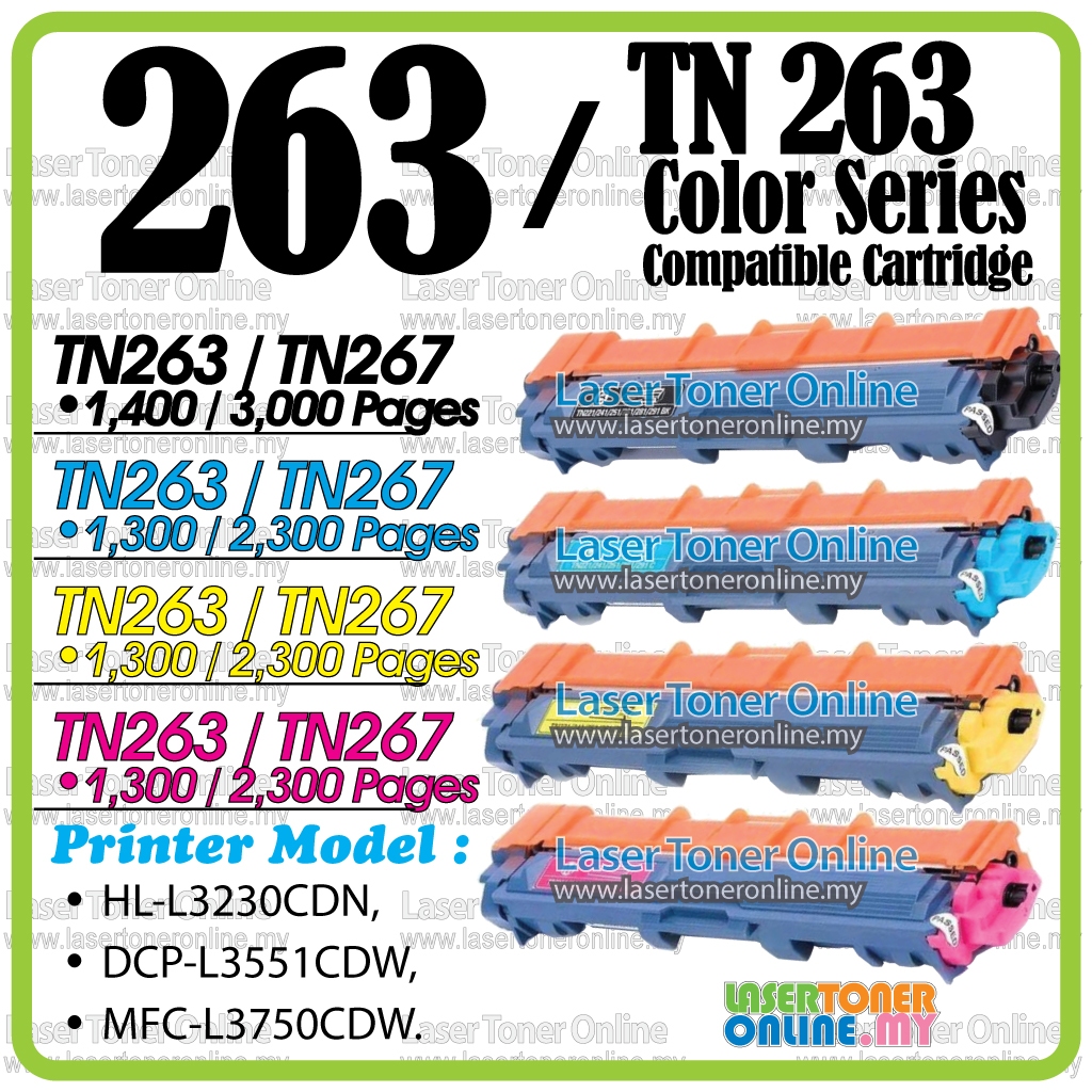 TN263 TN267 TN-263BK TN263C TN263M TN263Y Compatible Toner Brothe* HL ...