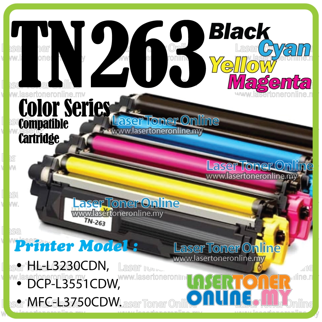 Compatible Brother TN-263 TN263 TN 263 TN267 Toner Black Cyan Magenta ...