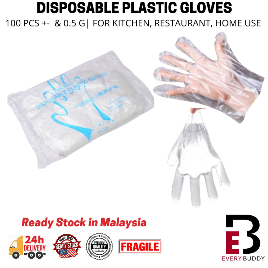 100PCS Free size Disposable Plastic Hand Gloves Individual Pack Free ...