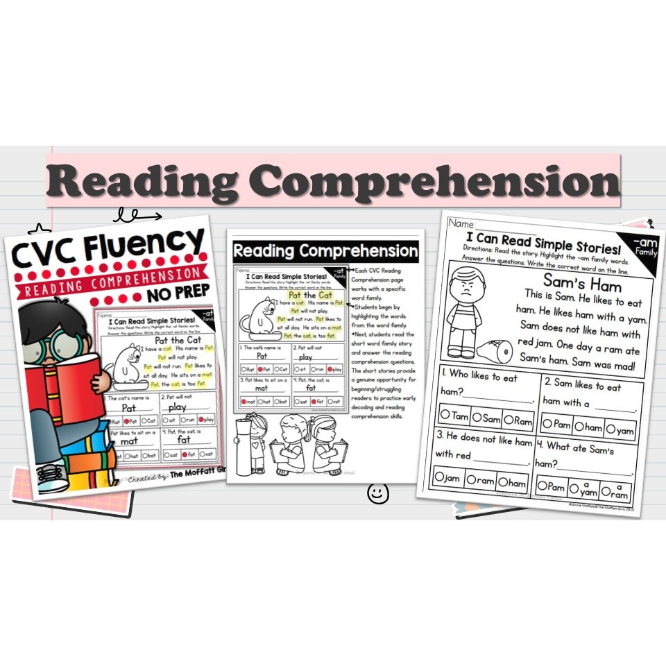 [P232] 35 pages CVC Reading Comprehension Worksheet for Pre-school PDF ...