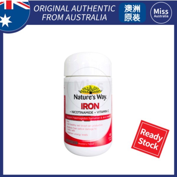 Nature's Way Adult Iron + Nicotinamide + Vitamin C 60 Chewable Tablet ...