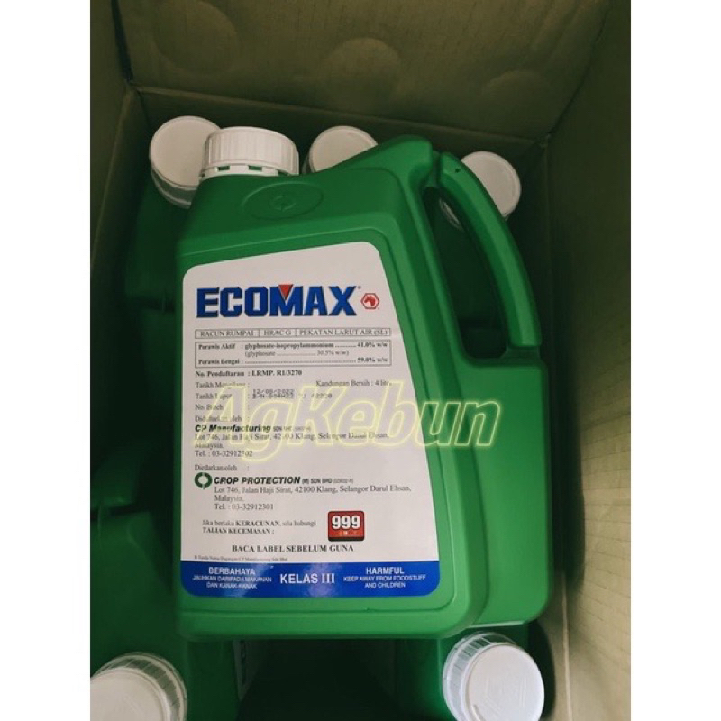 ECOMAX GLYPHOSATE 41% 4L RACUN LALANG, HERBICIDE, 茅草精. Active ...