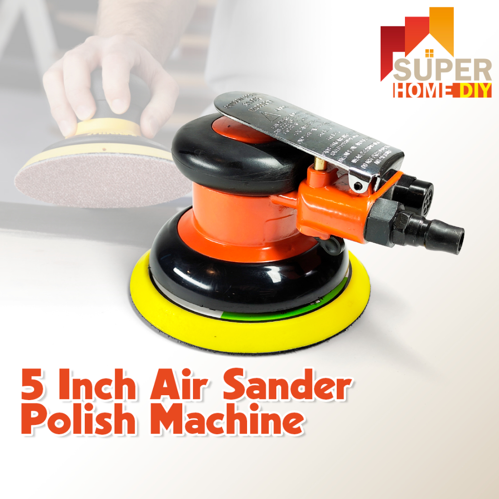[5" Air Sander Sandpaper Velcro Type] Pneumatic Random Orbital Sander 5"Inch Round Polished ...