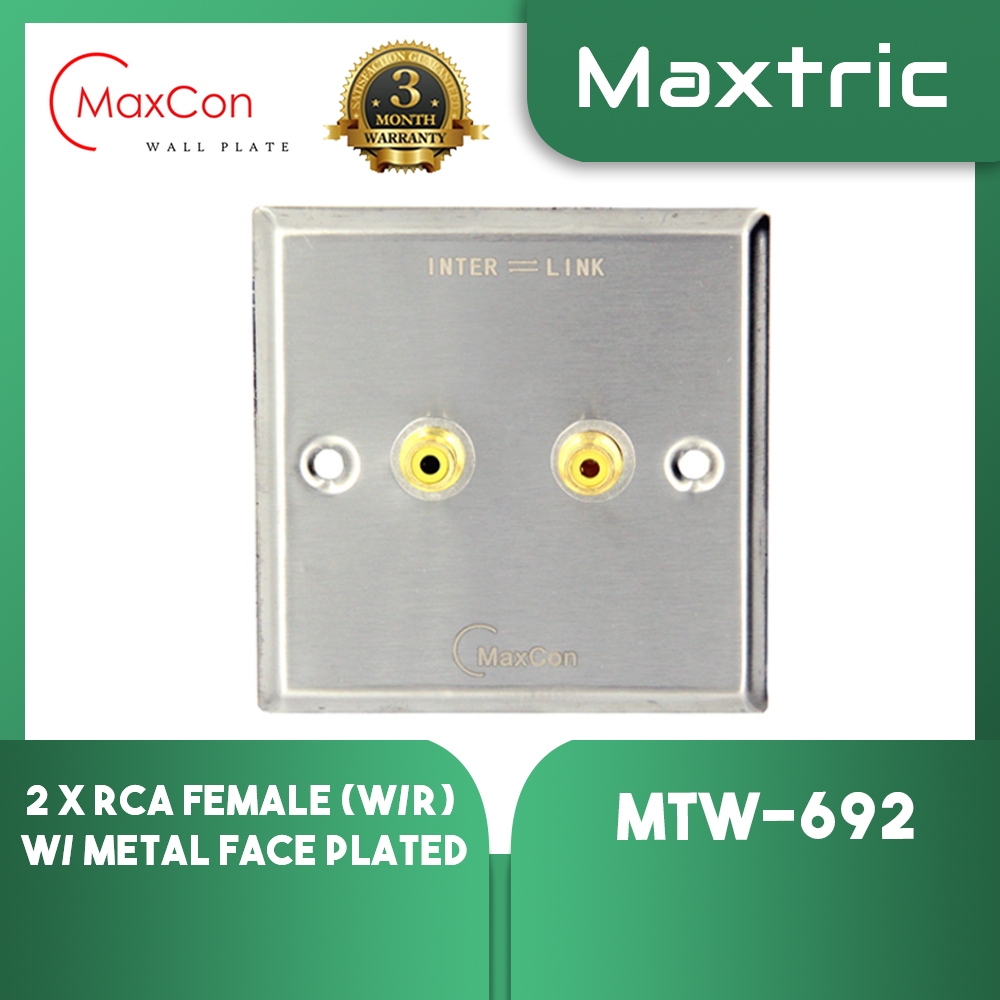 MaxCon 2 X RCA FEMALE (W/R) METAL FACE PLATE METAL PLATE MTW-692 | Shopee Malaysia