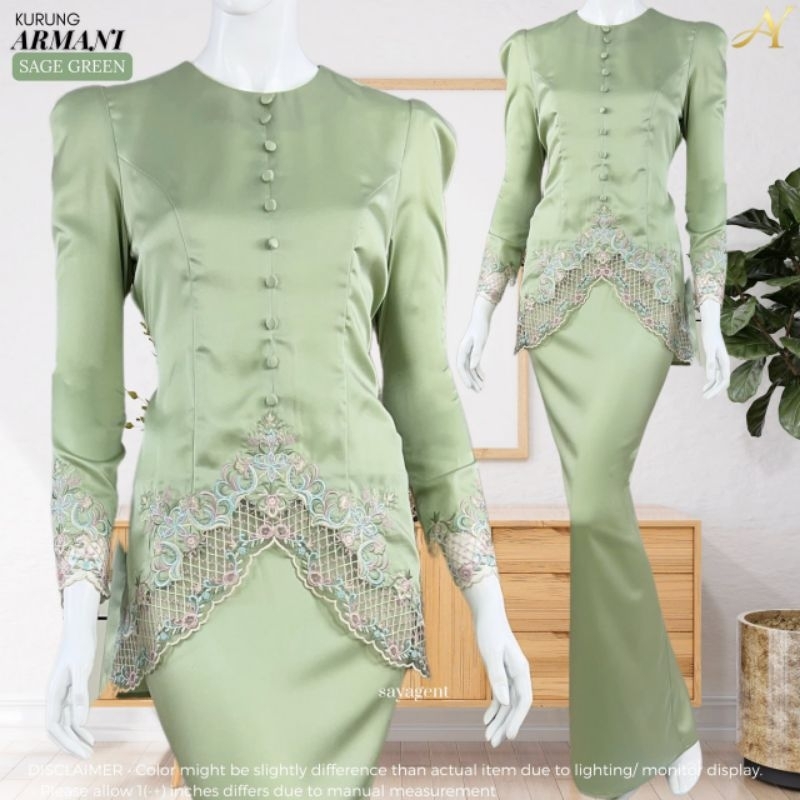 Mini kurung kebaya sulam satin silk lembut selesa baju raya viral 2024 ...