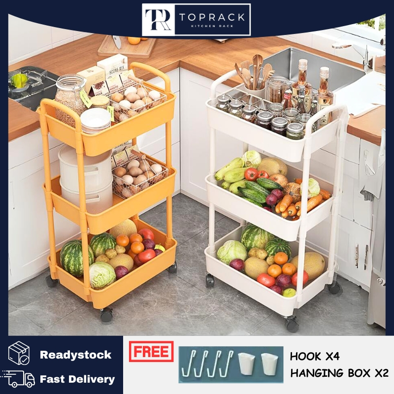 Trolley Rack 3 Tier Troli Barang Storage Rack Office Shelves Home ...