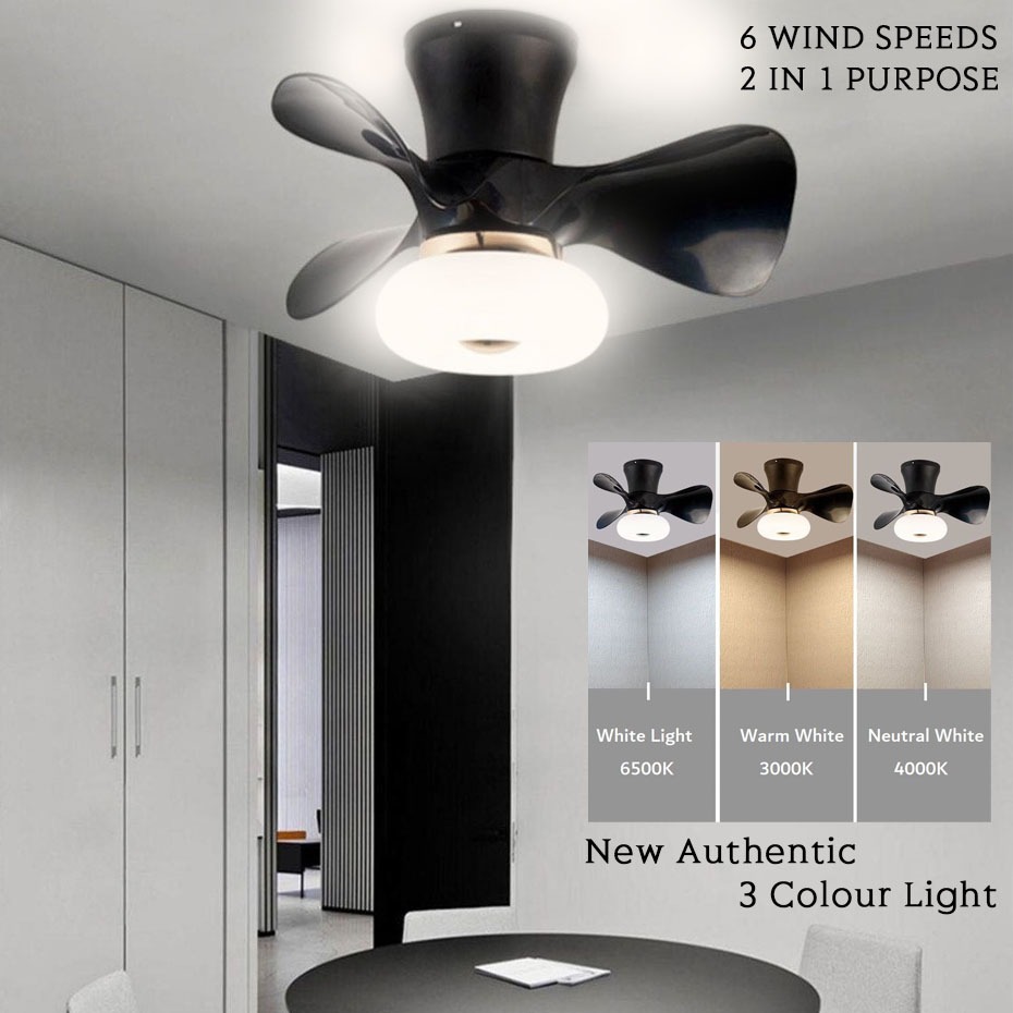 MINI Modern Ceiling Light with Fans LED Chandelier Remote 3 Color ...
