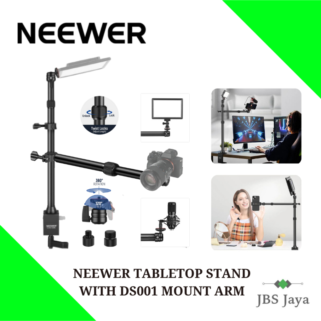 Neewer Tabletop Stand with DS001 2 Section Telescopic Extension Arm ...