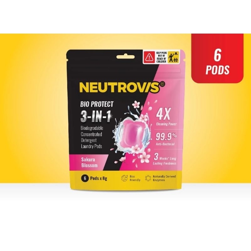 Neutrovis 3-IN-1 Biodegradable Concentrated Detergent Laundry Pods (8g ...