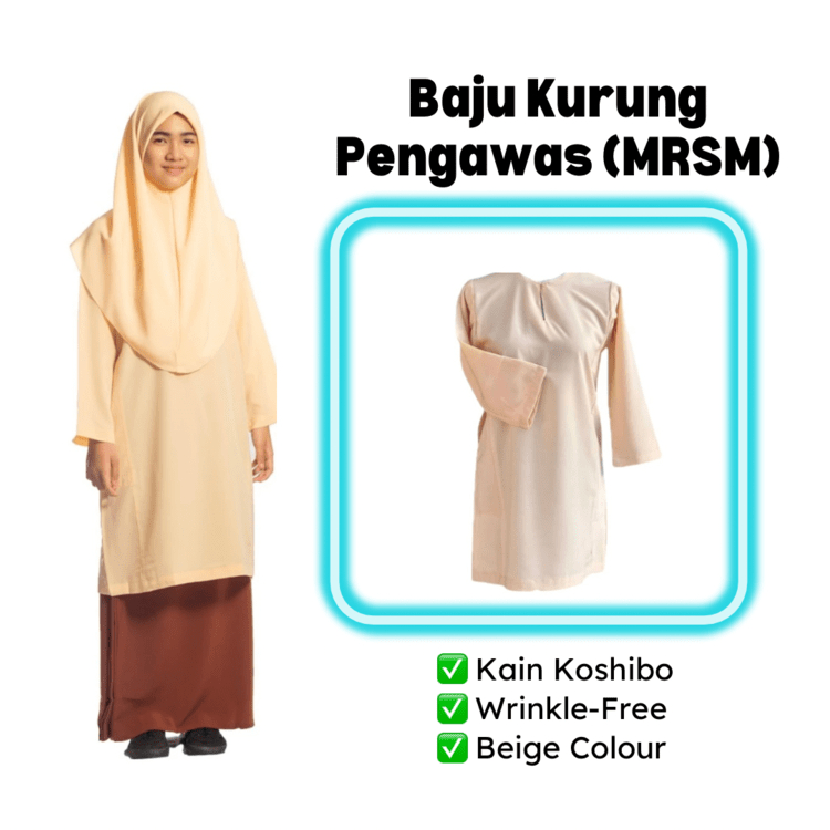 MATARI Baju Kurung Pengawas MRSM Beige Kain Licin Koshibo School ...