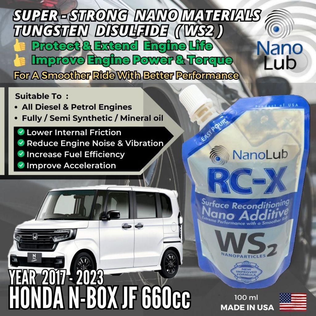 NanoLub RCX WS2 Engine Oil Additive - Honda N-Box JF3 JF4 660cc turbo ( Year 2017 - 2023 ) 100ml ...