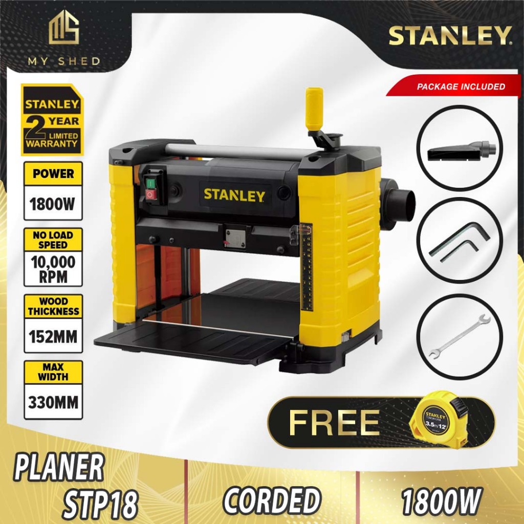 STANLEY STP18 CORDED PORTABLE TABLE WOOD PLANER 1800W 13" 330MM ( STP18 ...