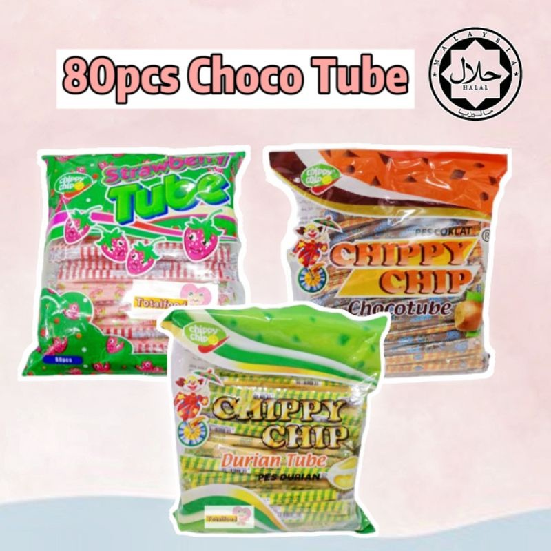 [BORONG] SE7EN CHIPP CHIP COKLAT TUBE 80PCS (CHOCOLATE / STRAWBERRY ...