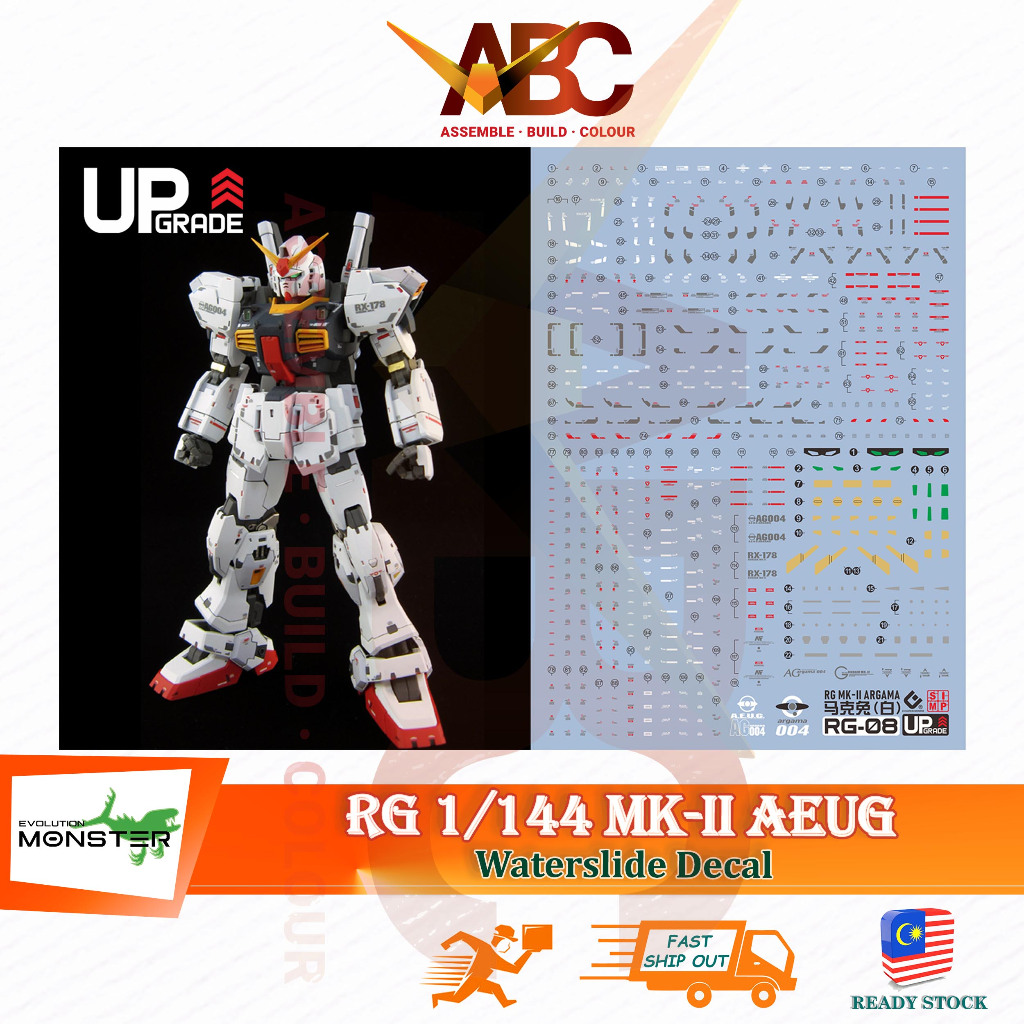 (Evo Monster) Waterslide Decal - RG 1/144 Mk-II AEUG White (Fluo) RX-178 MK 2 MK-2 MK2 MK II ...