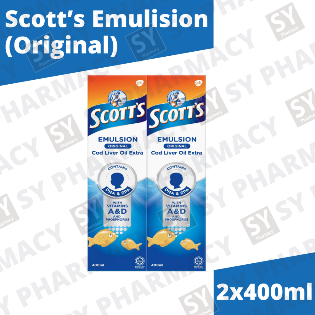 Scott's Emulsion Cod Liver Oil Original 2x400ml (Exp: 10/2024) | Shopee ...