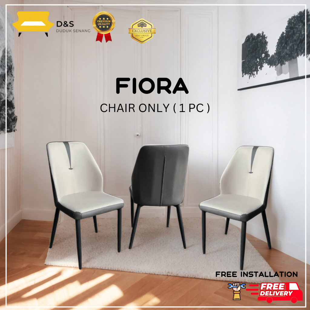 FIORA 2-Tone BeigeGreyDining Chair (1 pcs) / Kerusi Sahaja | Shopee ...