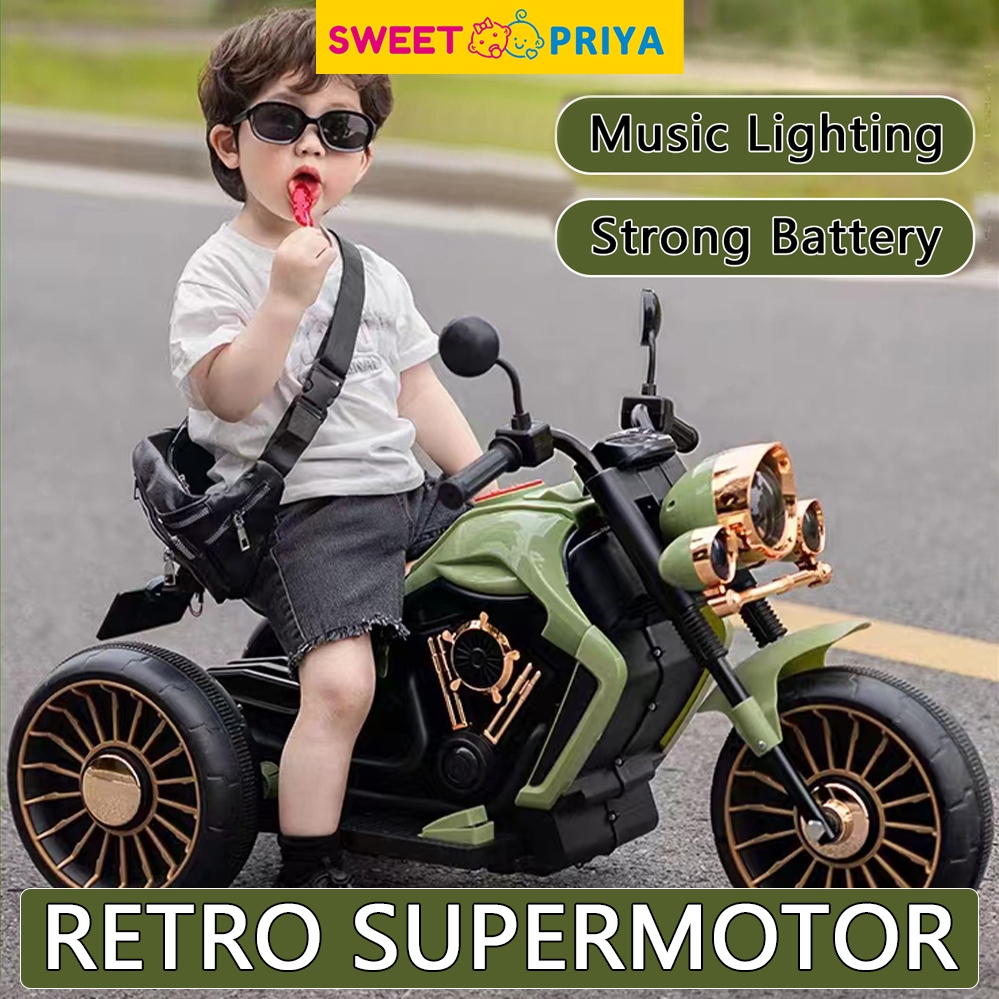 Kids Electric Motorcycle With Music & Lights Ride On Motor Rechargeable ...