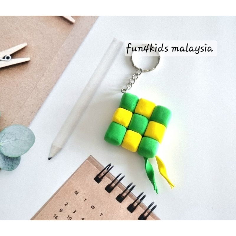 Kraftangan Hari Raya | DIY Clay Ketupat Keychain Kit with step-by-step ...