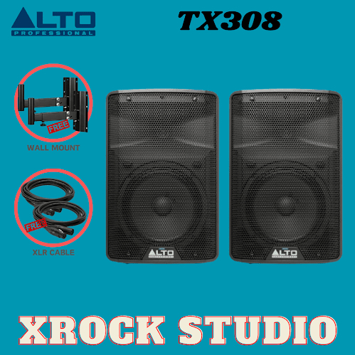Alto TX308 8" 2-Way Powered Loudspeaker With FREE Stand and Cable ...