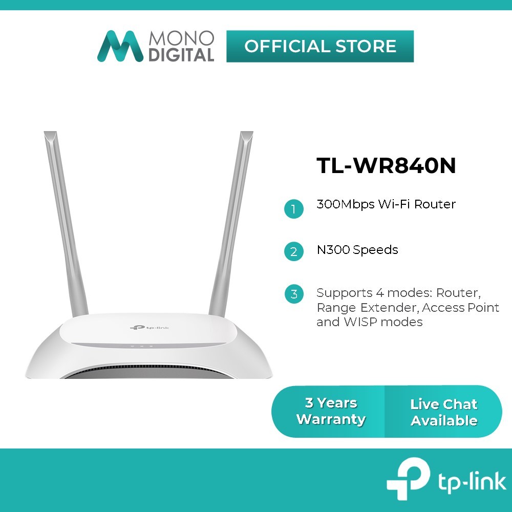 TP-Link TL-WR840N N300 Wi-Fi Router, 802.11b/g/n, 2T2R, 300Mbps at 2 ...