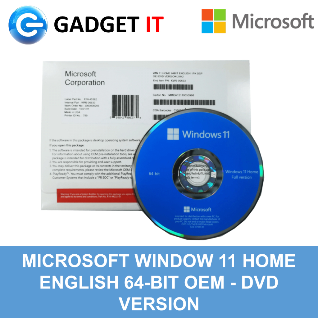 MICROSOFT WINDOWS 11 HOME ENGLISH 64-BIT OEM - DVD VERSION | Shopee ...