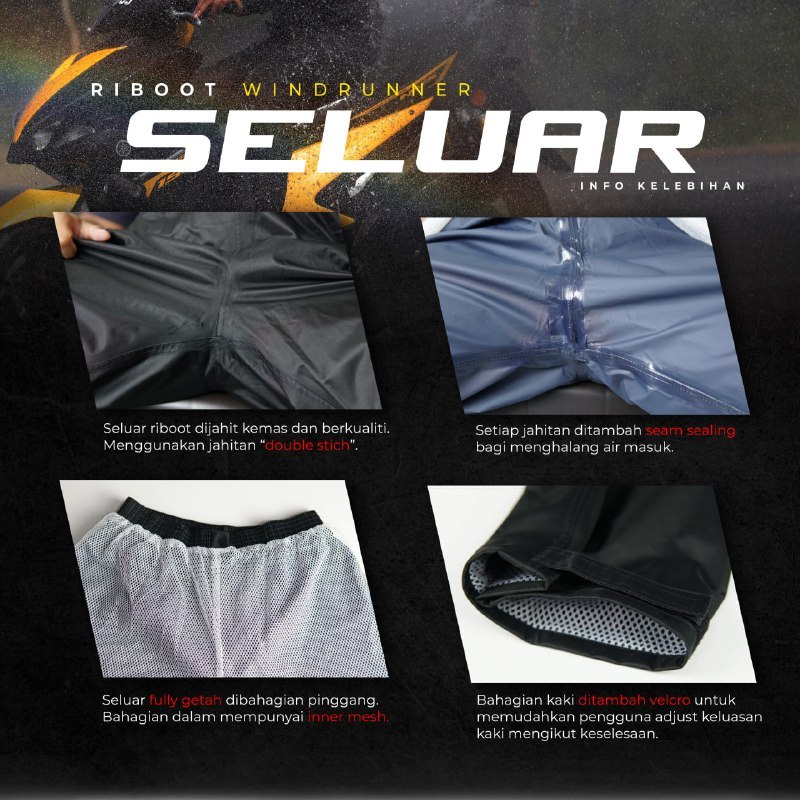 SELUAR HUJAN KALIS AIR RAIN PANTS WATERPROOF REFLECTIVE | Shopee Malaysia