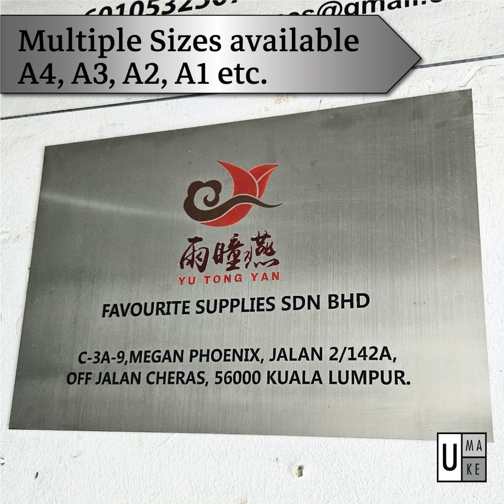 Stainless Steel Business Company Signboard UV Print Papan Tanda Besi ...