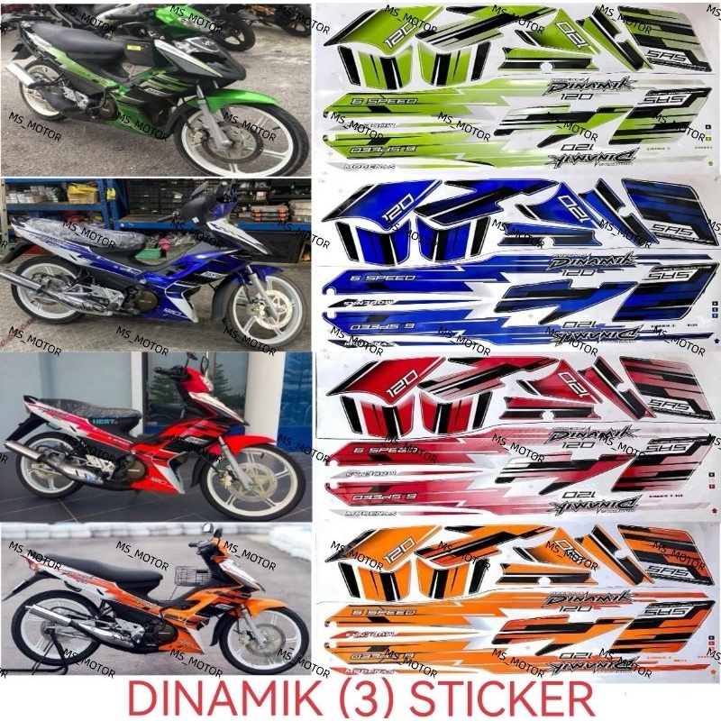 MODENAS DINAMIK BODY COVER STICKER STRIPE COVER SET (3) GREEN BLUE RED ...