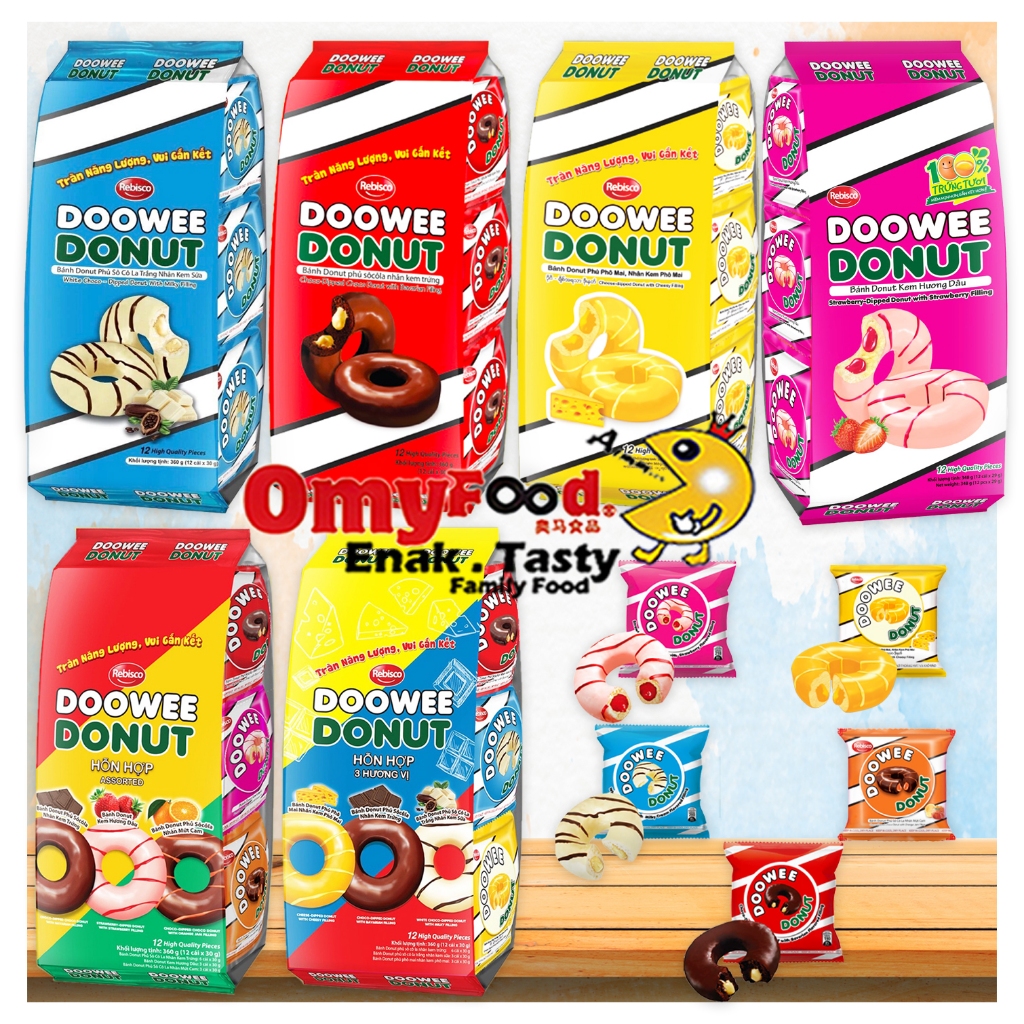 30g x 12pcs Doowee Donut Cake [White Chocolate / Cheese / Chocolate ...