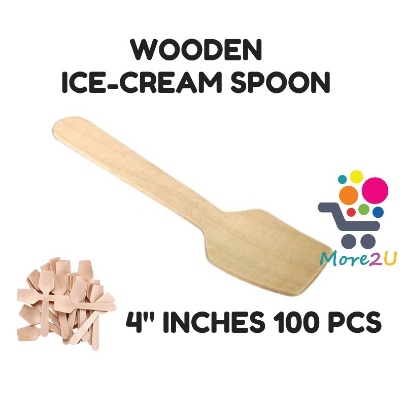 [100pcs] Woden Ice Cream Spoon/ Desert Spoon -3.5 inches | Shopee Malaysia