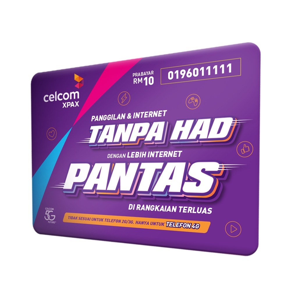 Celcom Xpax New Prepaid Sim Card Unlimited Internet Unlimited Call to ...