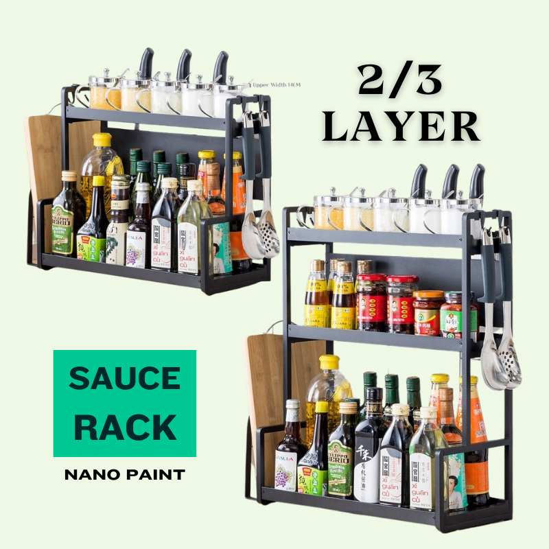 BATHKITCHZ Black Sauce Rack Storage Shelves Kitchen Racks Kitchen ...