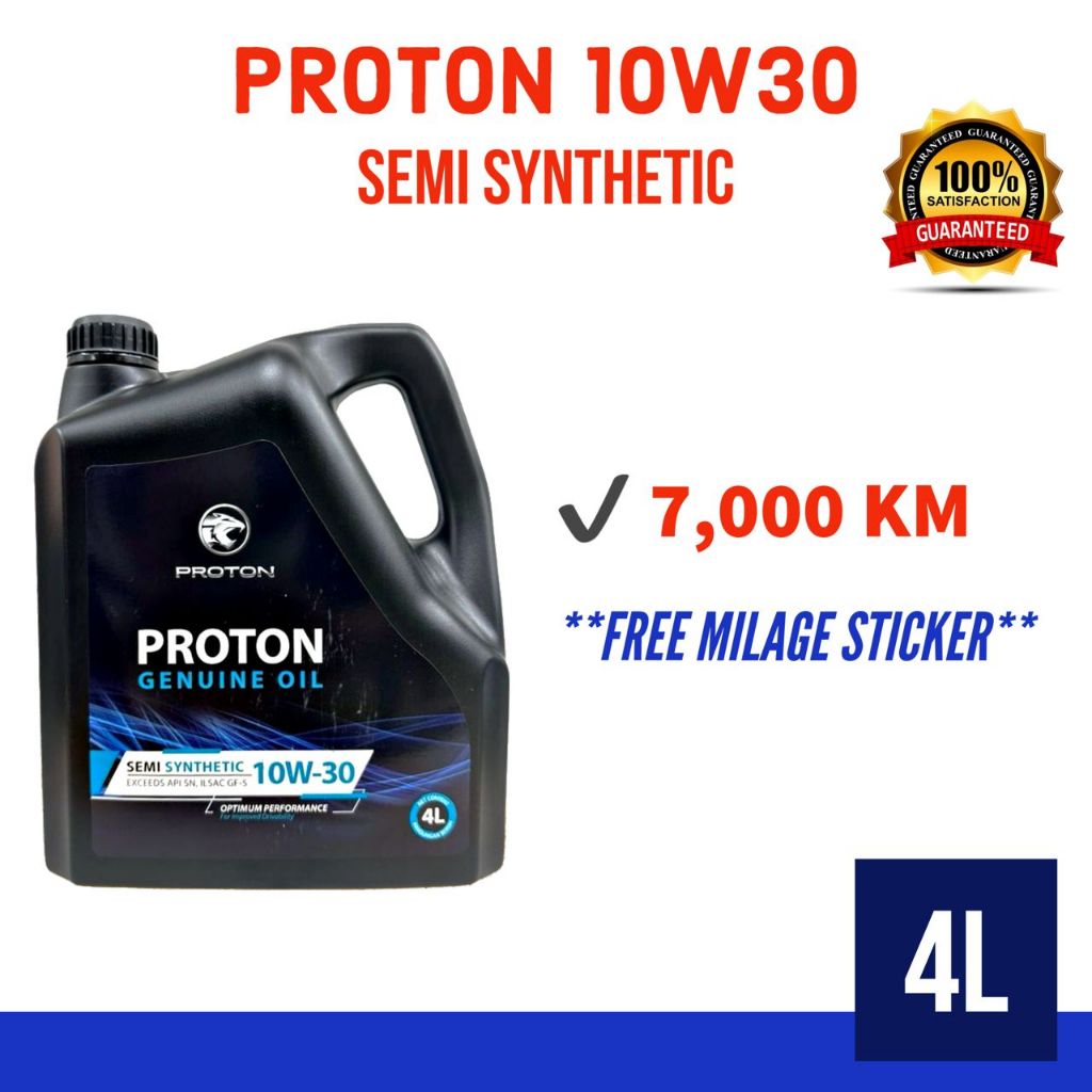 【100% ORIGINAL】PROTON SEMI SINTETIK 10W30 API SN (4L) MINYAK HITAM ...