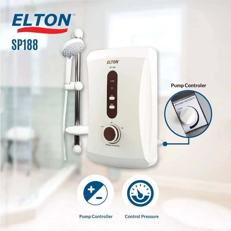 ELTON SP188 (AC PUMP) / SS 138 (NON PUMP) Home Electric Instant Portable Water Heater | Shopee ...