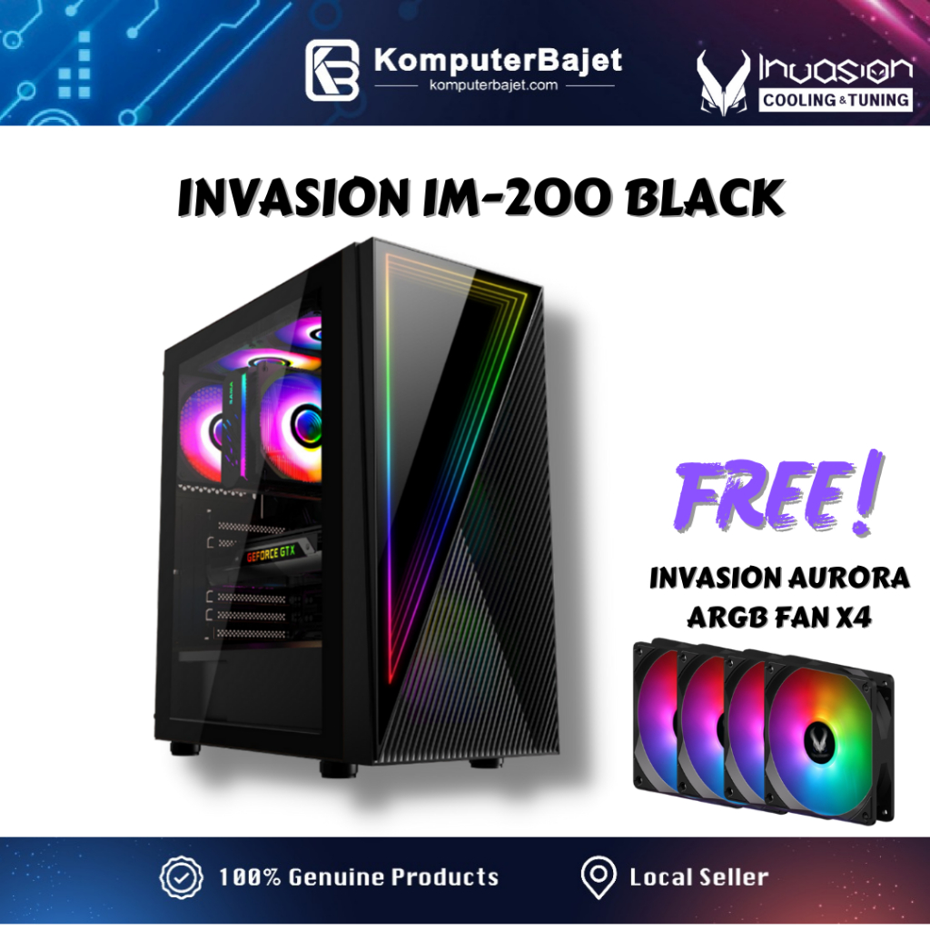 INVASION GAMING ATX MATX CASING ARGB LED FAN PC CASING GB-09 BS-01 D-3000 D-7000 D-2 M-7 5200C ...