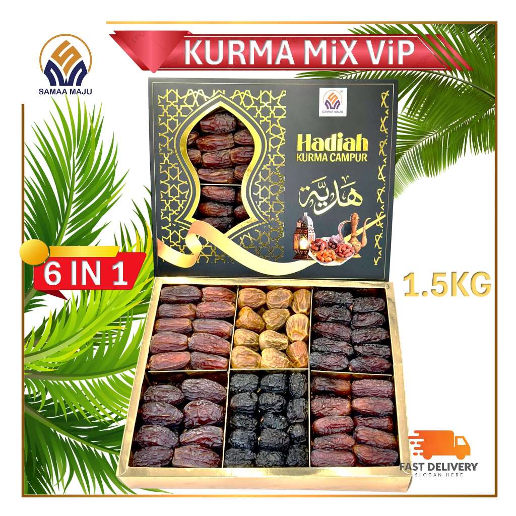 Mix Kurma VIP Almadinah 6 in1 & 4 in 1 Ajwa, Mariami, Safawi, Mabroom ...